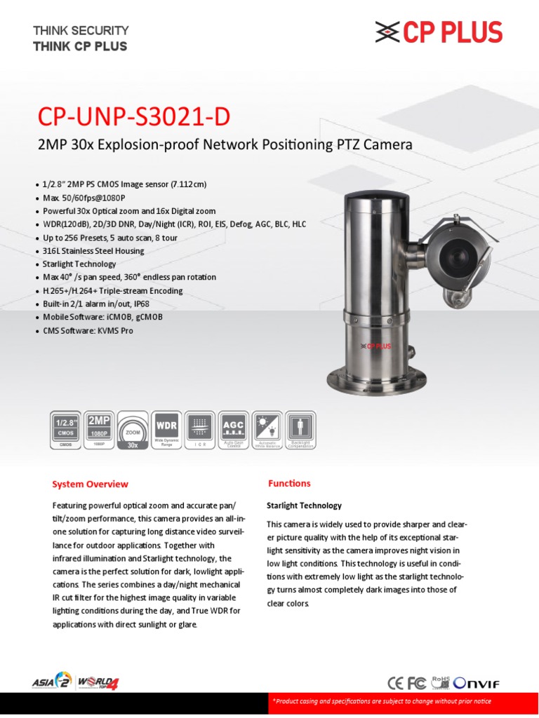 CP-UNP-S3021-D: 2MP 30x Explosion-Proof Network Positioning PTZ Camera ...