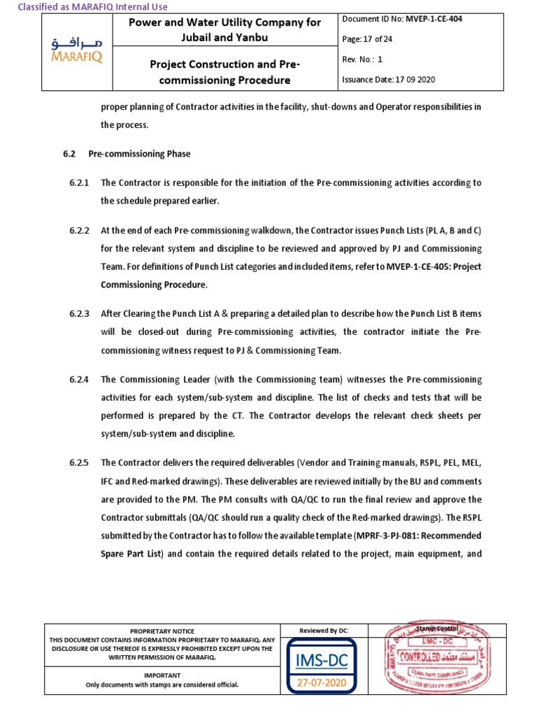Pre Commissioning Procedure | PDF