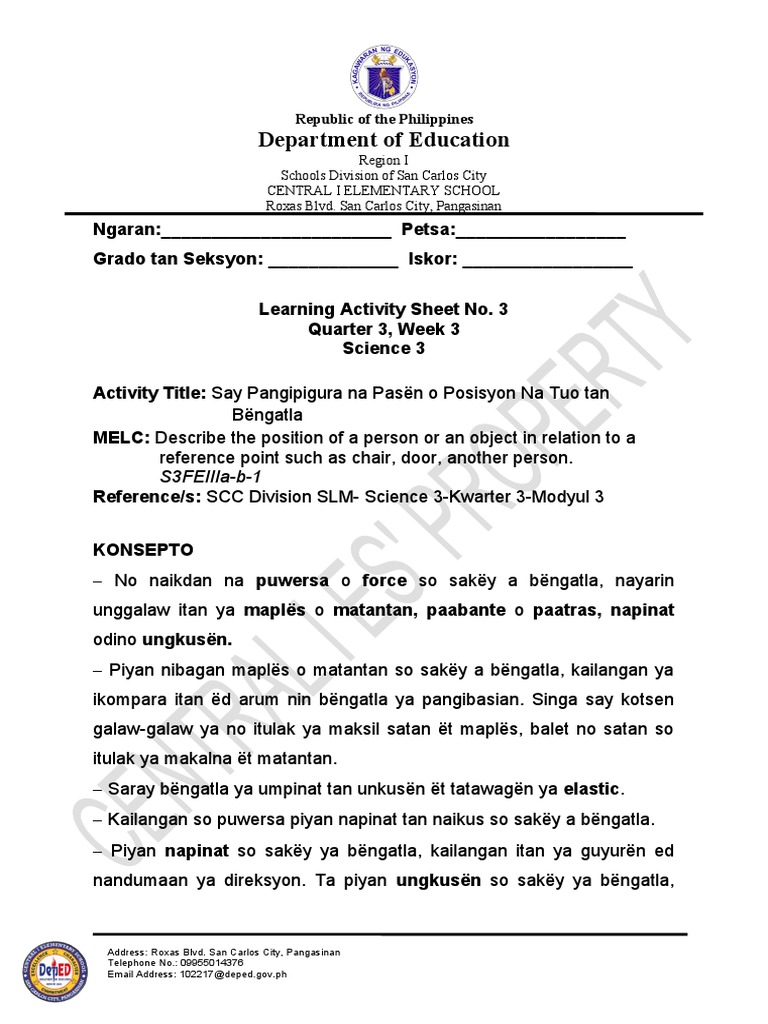 Science 3-Q3-Las 3 | PDF
