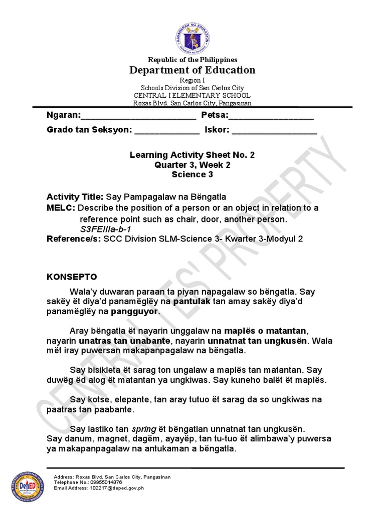 Science 3-Q3-Las 2 | PDF