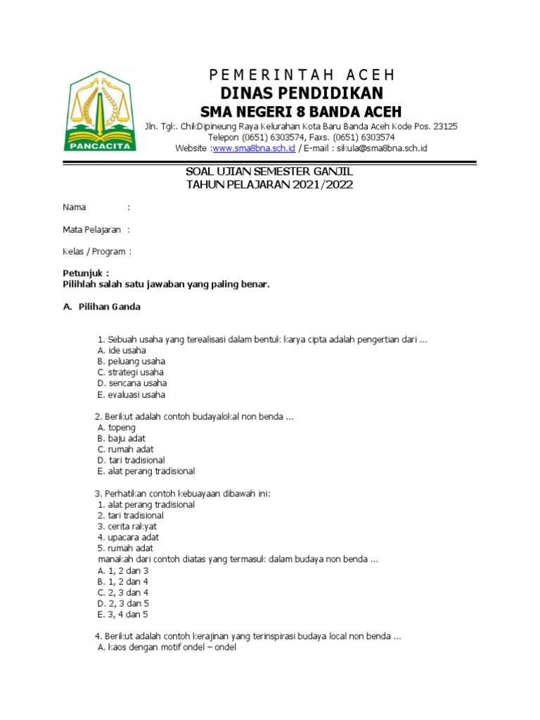PTS Pkwu SMT Ganjil 2021-2022 | PDF | Seni