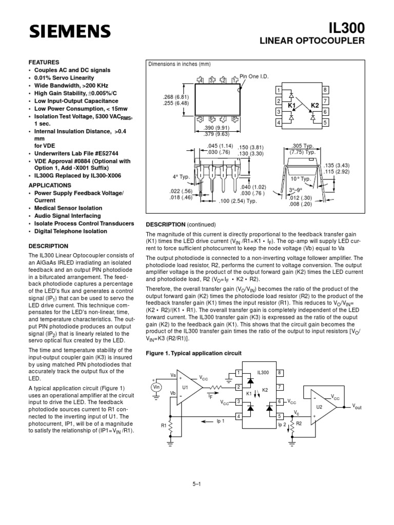 Optoacoplador IL300 | PDF | Amplifier | Light Emitting Diode