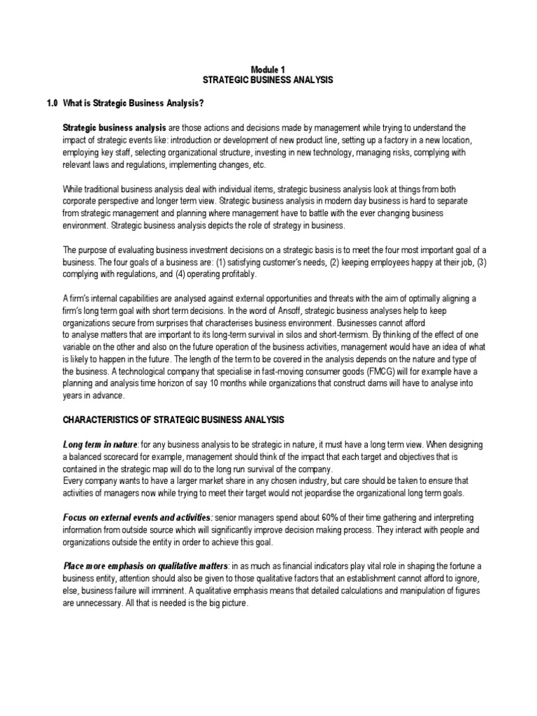Strategic Business Analysis | PDF | Strategic Management | Swot Analysis