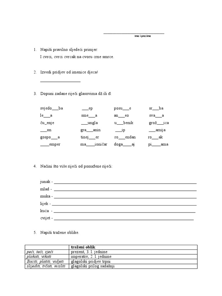 Vježba Afrikati | PDF