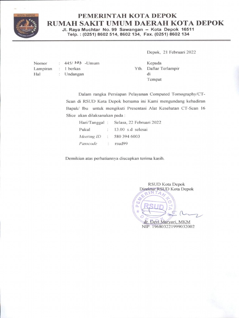 Undangan Presentasi CT Scan | PDF