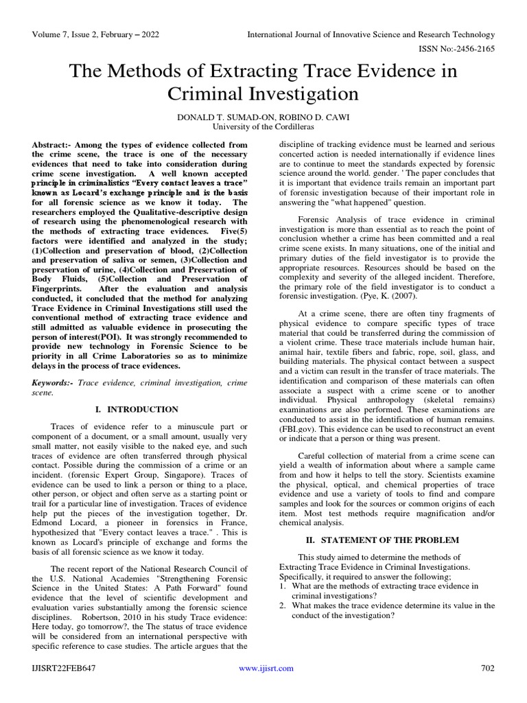 Extracting Trace Evidence in Forensics | PDF | Forensic Science | Crime ...