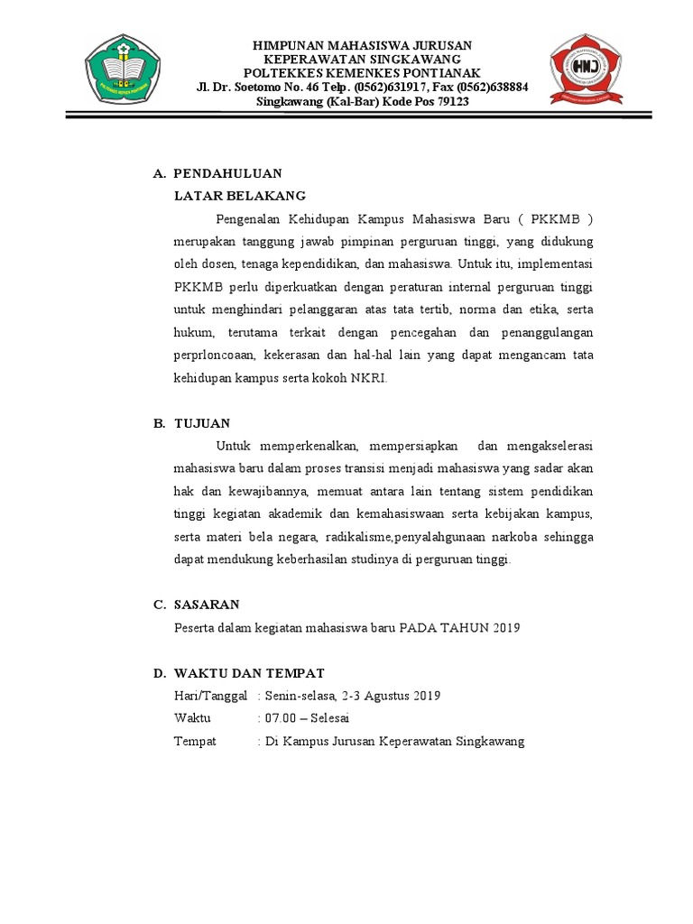 Proposal PKKMB 2019 | PDF | Kesehatan Holistik