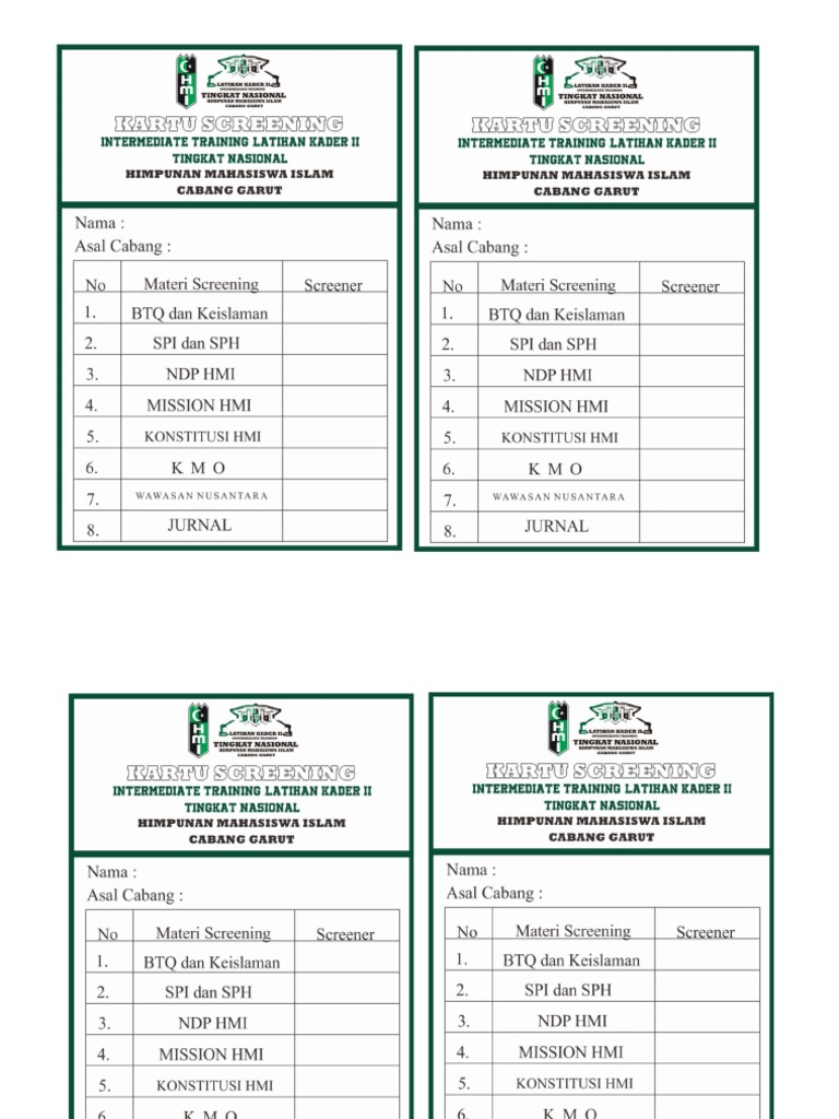 Kartu Screening | PDF