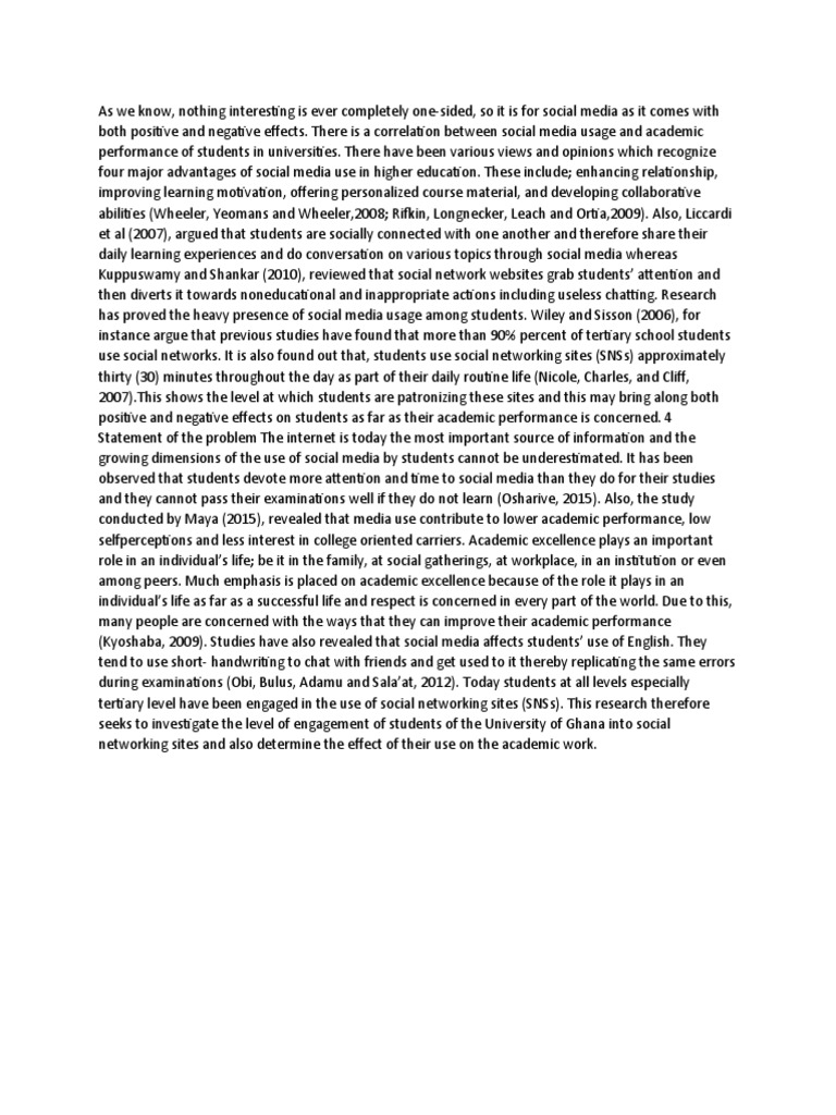 Effects of Social Media To Academic Performance | PDF | Popular Culture ...