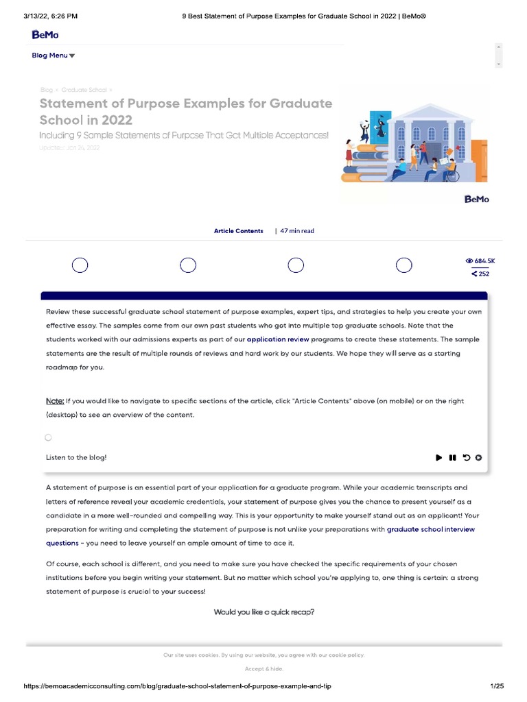 Statement of Purpose Examples For Graduate School in 2022 | PDF