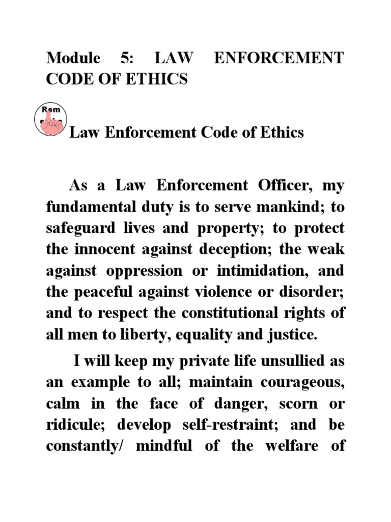 Module 5 LAW ENFORCEMENT CODE OF ETHICS | PDF