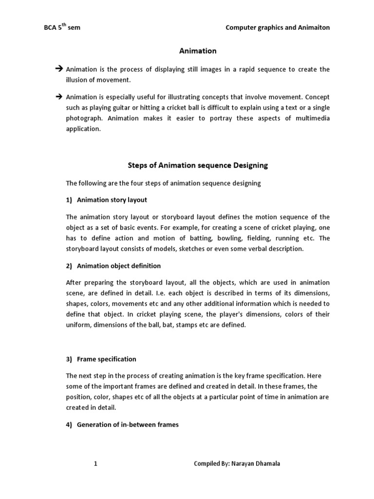 Animation: Bca 5 Sem Computer Graphics and Animaiton | PDF | Animation ...