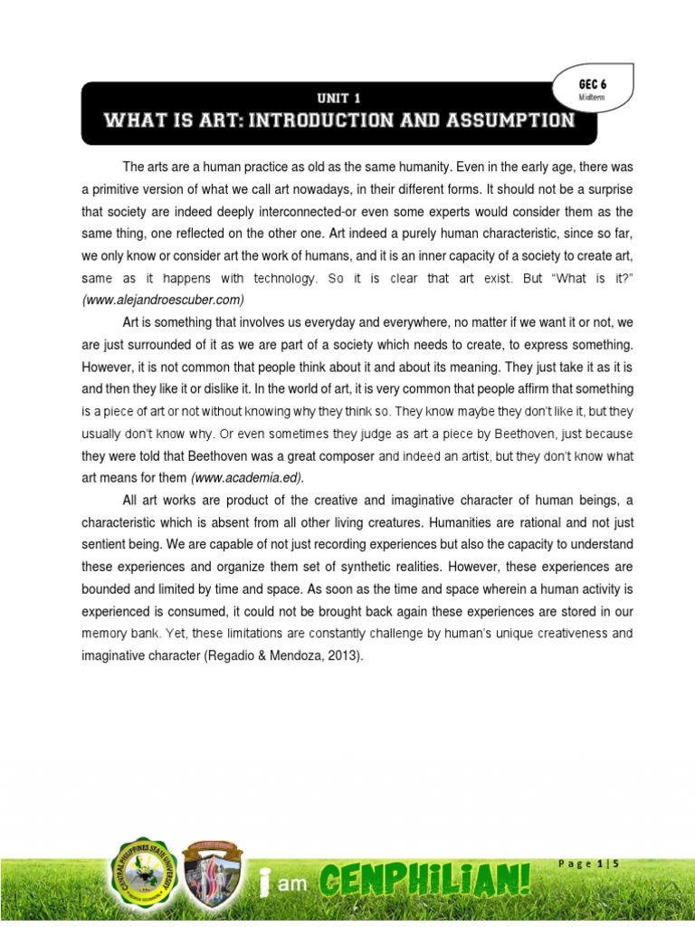 What is Art? An Introduction to Assumptions | PDF | Experience | Nature