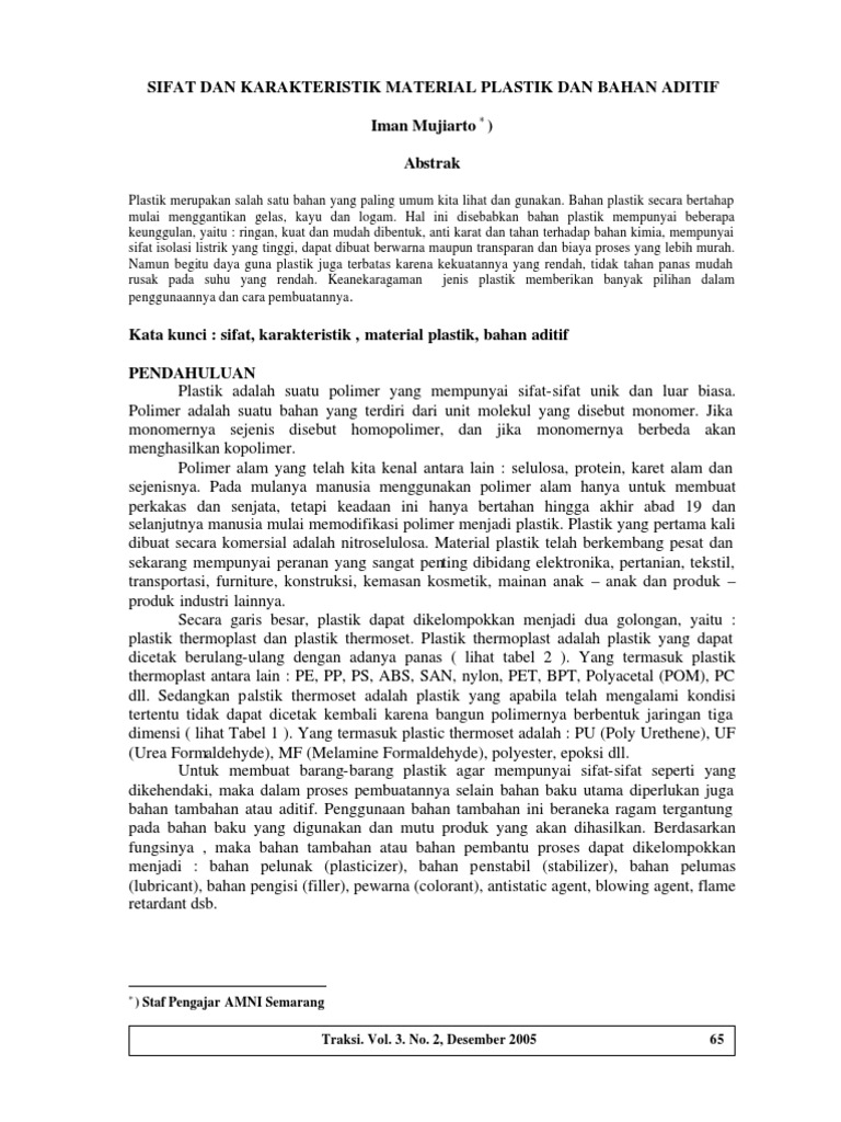Sifat Karakteristik Material Plastik | PDF