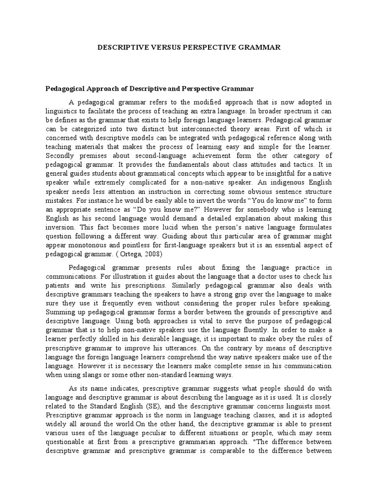 DESCRIPTIVE VERSUS PERSPECTIVE GRAMMAR - New File | PDF | Second ...