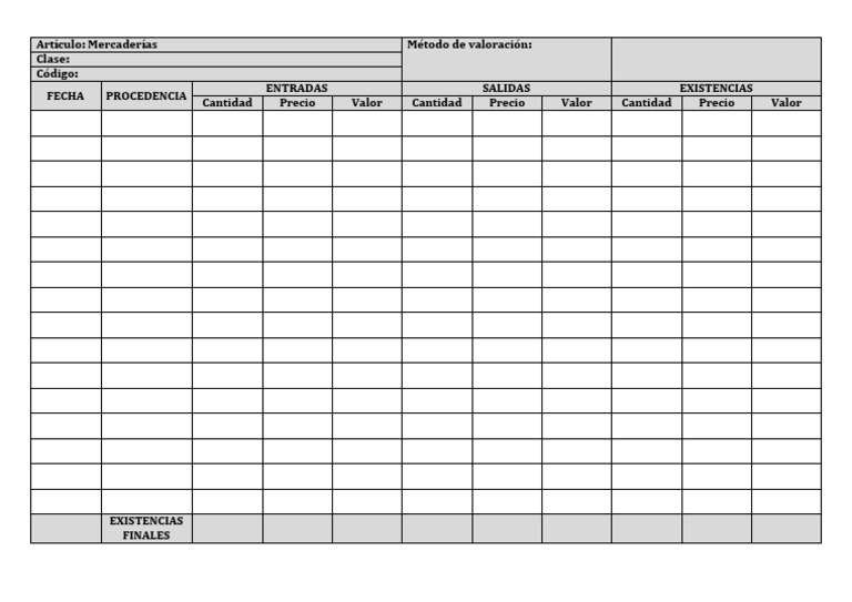 Tabla Fifo y PMP | PDF