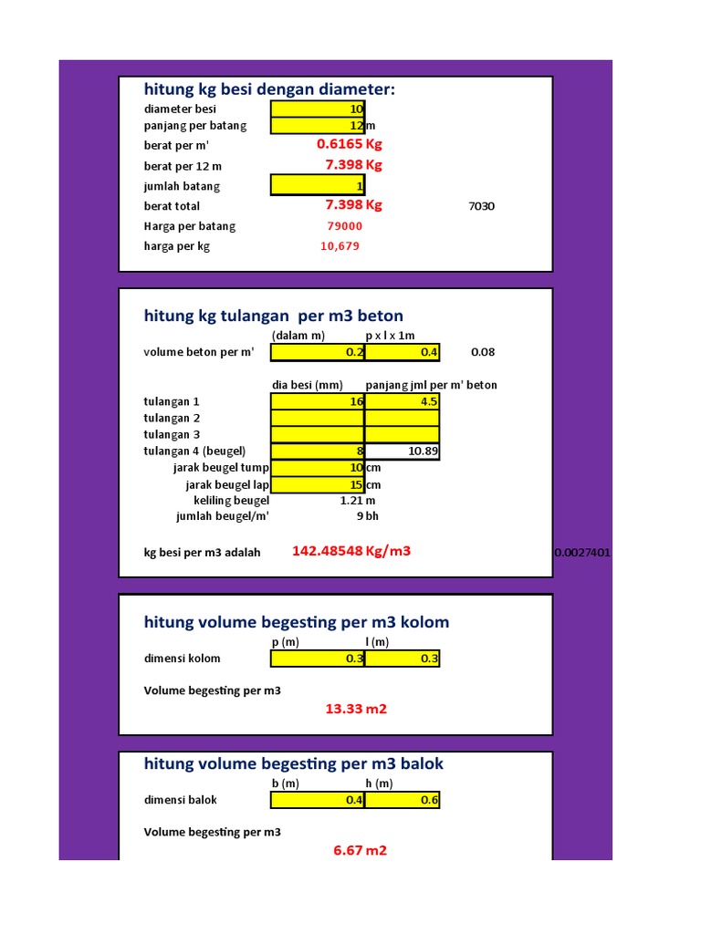 Rumus Hitung Volume KG Besi & Begesting | PDF