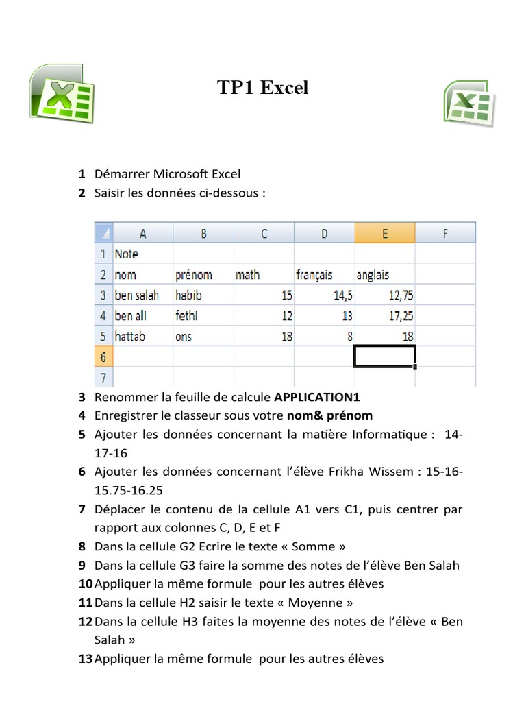 TP 1 Excel | PDF