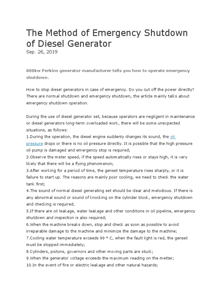 Shut Down Procedure Ex. P800 | PDF