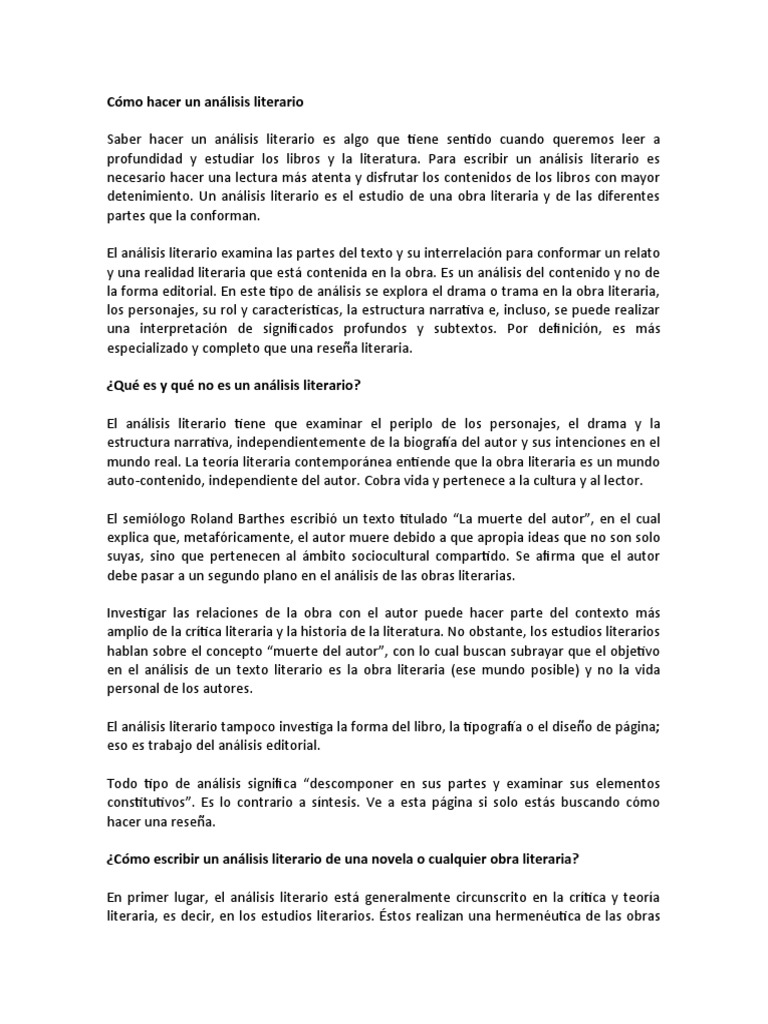 Guía Completa de Análisis Literario | PDF | Autor | Crítica literaria