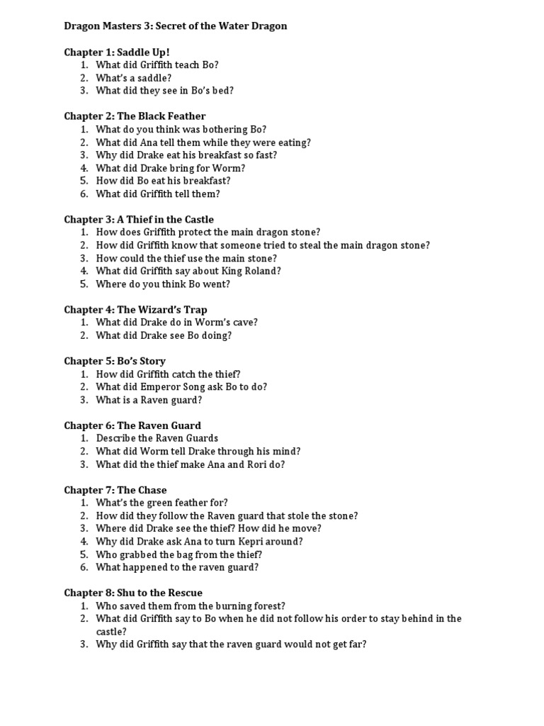 Dragon Masters 3 Comprehension Q | PDF | Dragon
