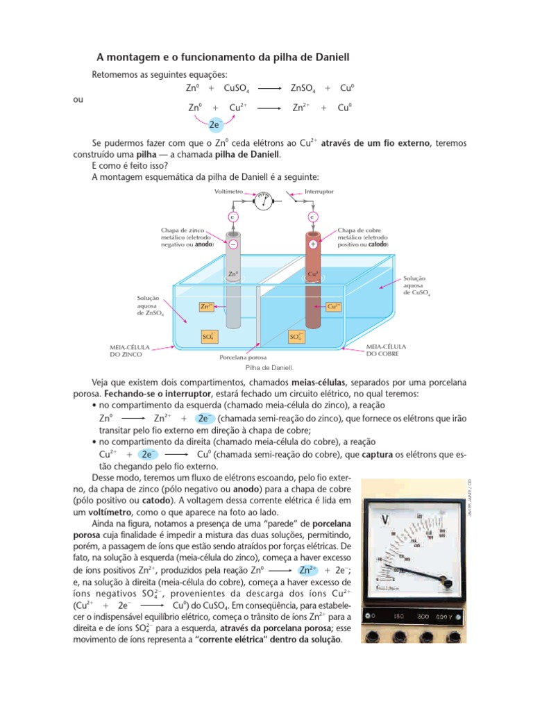 Pilha de Daniel | PDF | Ânodo | Cátodo