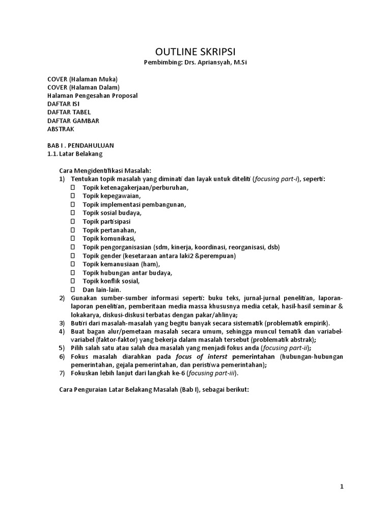 Outline Skripsi | PDF