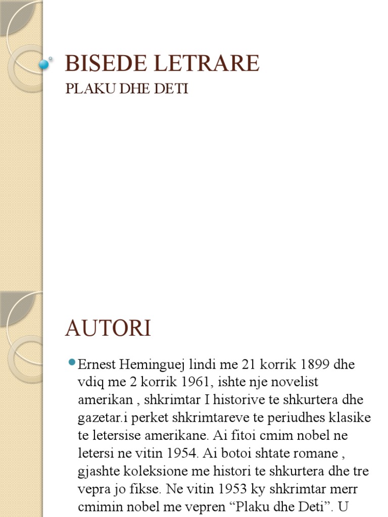 BISEDE LETRARE": PLaku Dhe Deti Klasa 9 | PDF