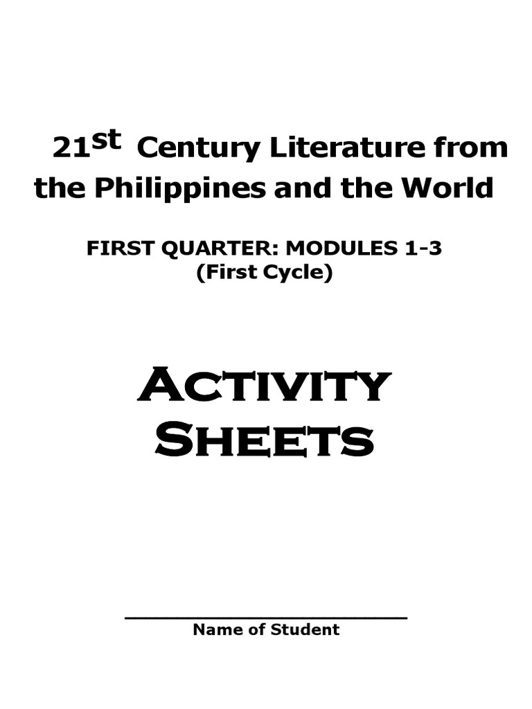 Philippine Literature: 21st Century Modules | PDF | Poetry | Plot ...