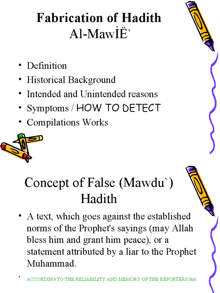 CUHS1 Classification of Hadith MAQBUL MARDUD Fabrication | PDF
