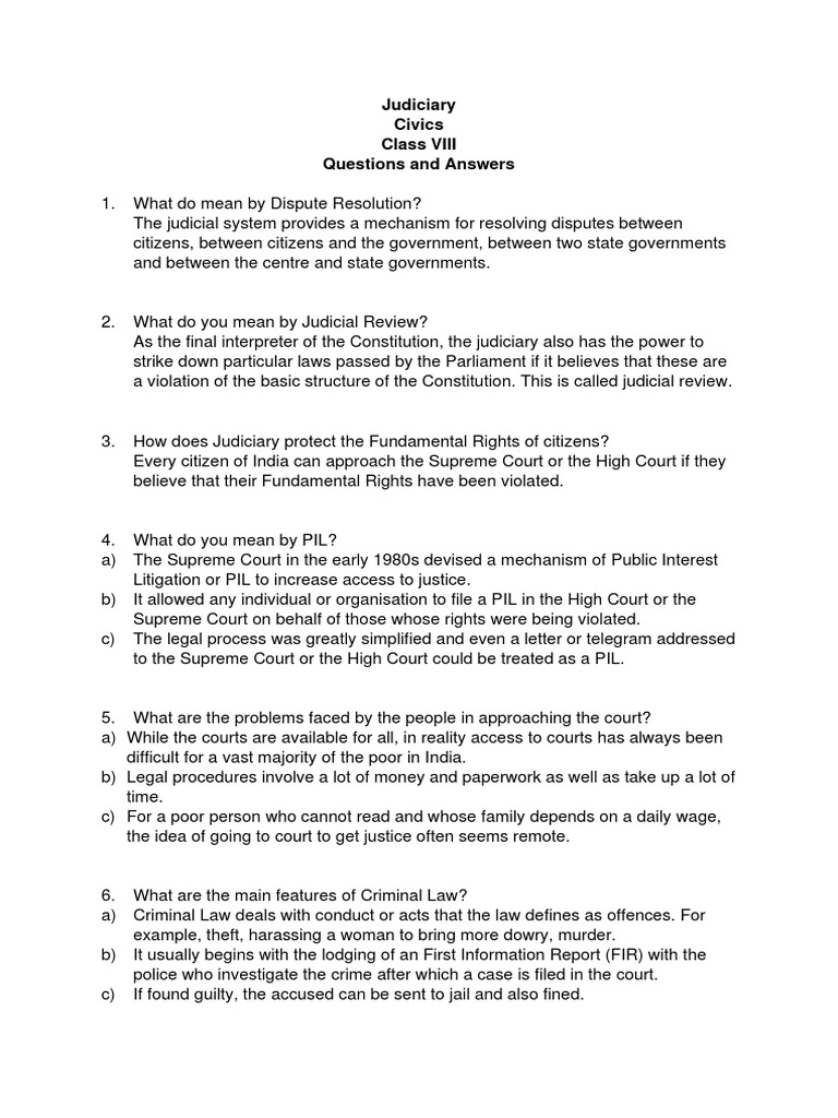 Judiciary-Questions and Answers | PDF | Supreme Court Of India ...