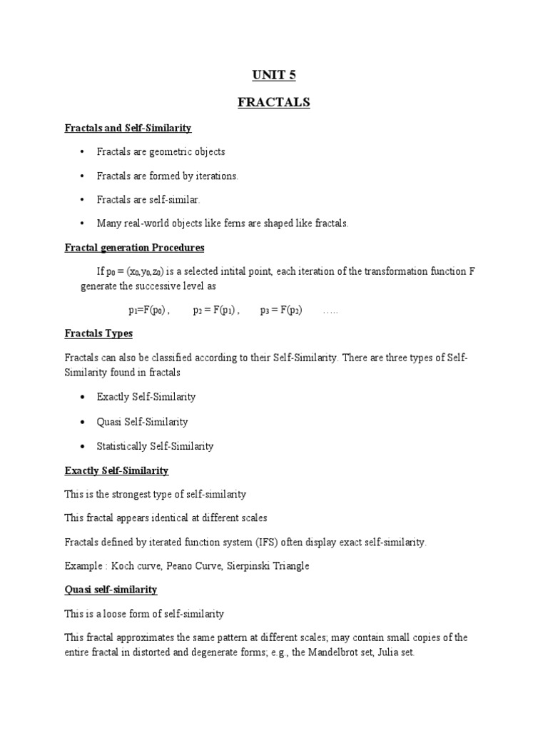 Unit 5 Fractals: Fractals and Self-Similarity | PDF | Fractal | Curve