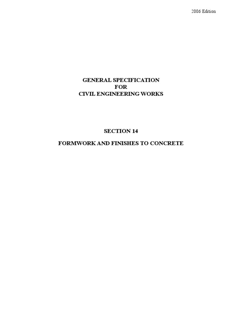 Specification for Formwork and Finishes to Concrete | PDF | Concrete ...