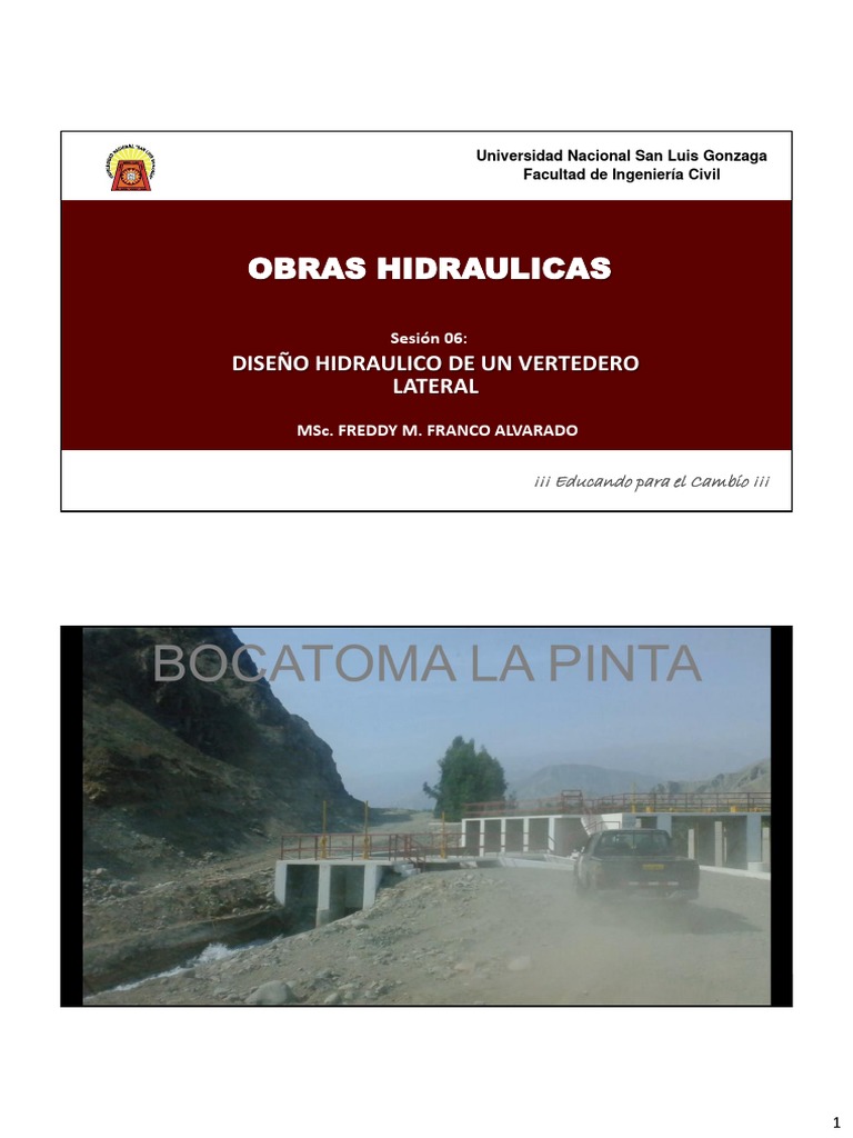 Diseño Hidraulico de Un Vertedero Lateral | PDF | Descarga (hidrología ...