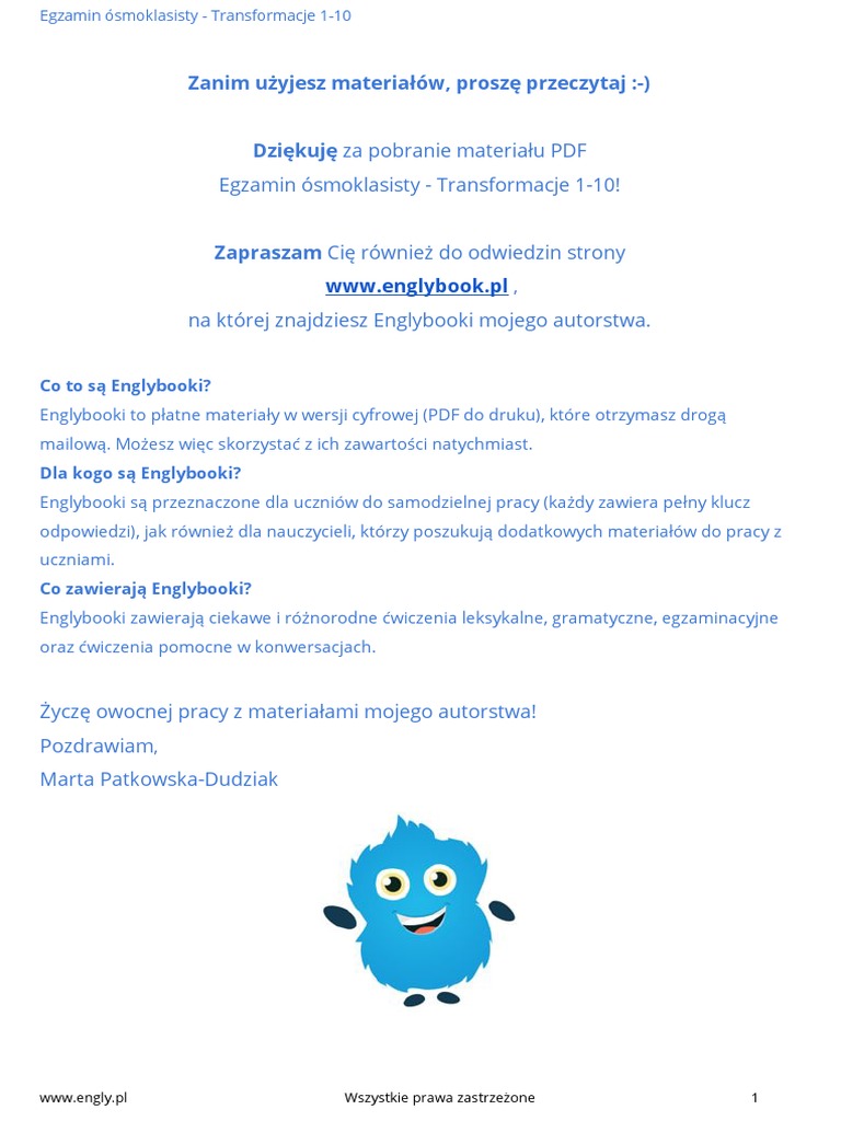 Egzamin Ósmoklasisty - Transformacje Clue | PDF