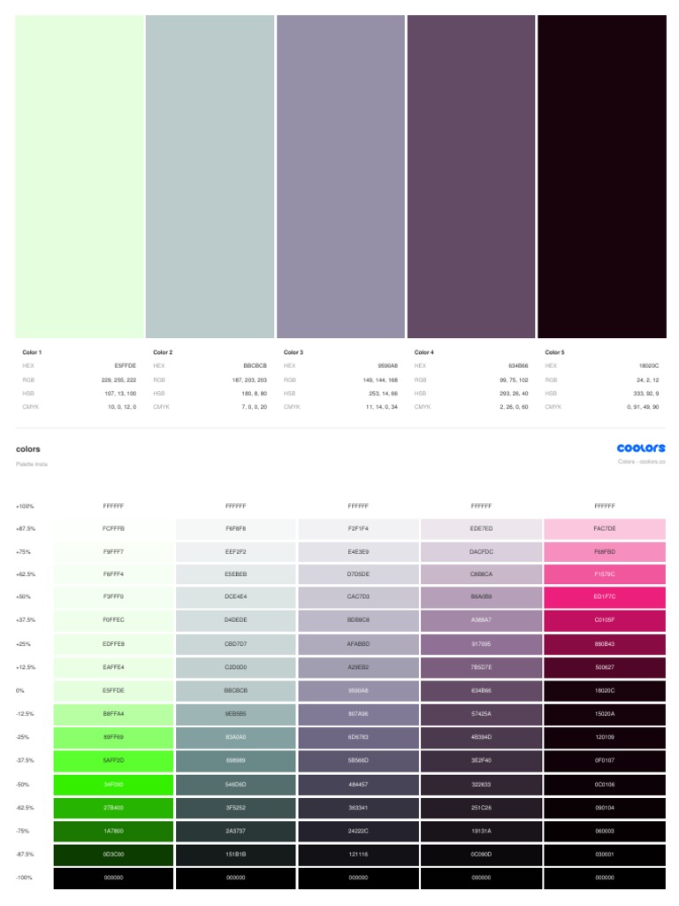 Colors: Color 1 Color 2 Color 3 Color 4 Color 5 | PDF | Rgb Color Model ...