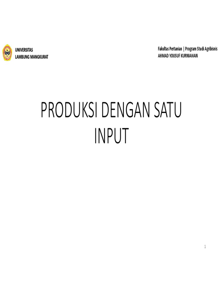 02 - Produksi Dengan Satu Input | PDF