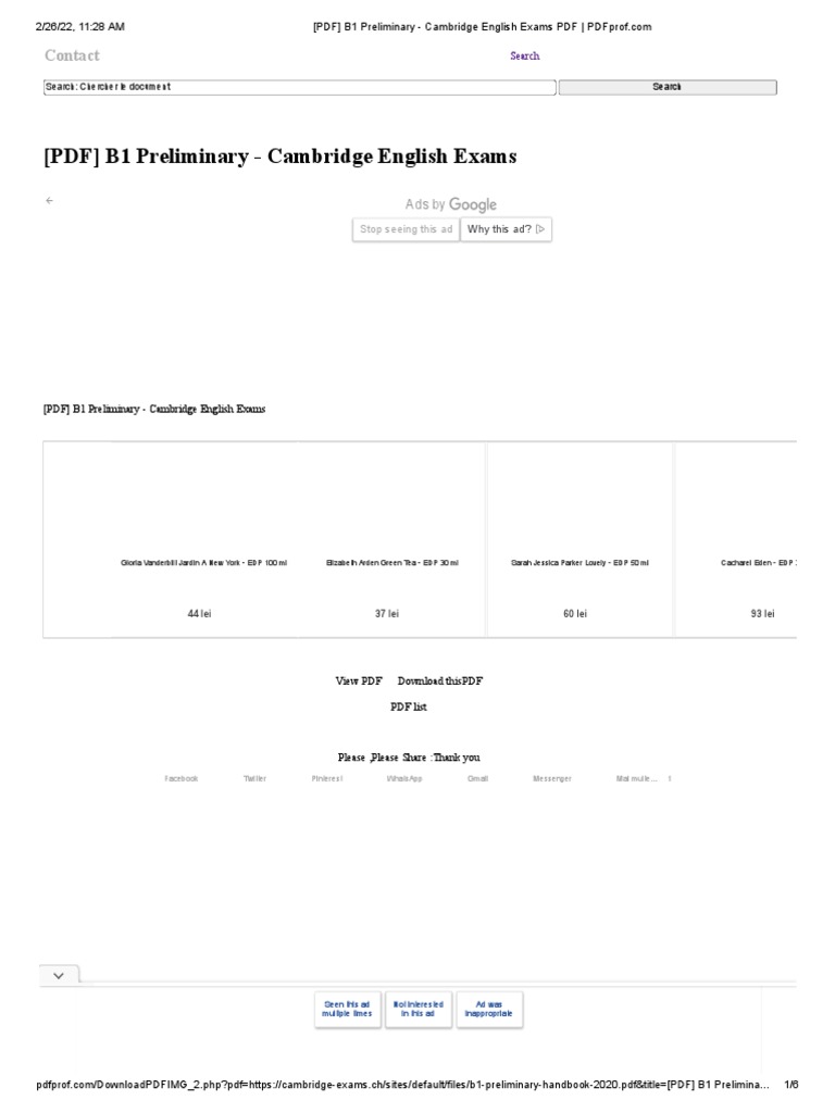 (PDF) B1 Preliminary - Cambridge English Exams PDF | PDF