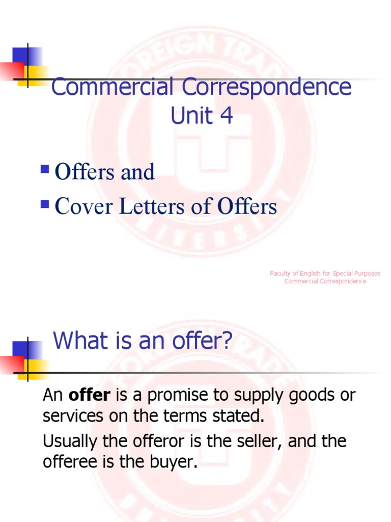 CC Unit 4, Offers - To Sts | PDF | Offer And Acceptance | Letter Of Credit