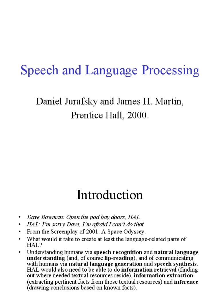 Speech and Language Processing | PDF | Part Of Speech | Linguistics