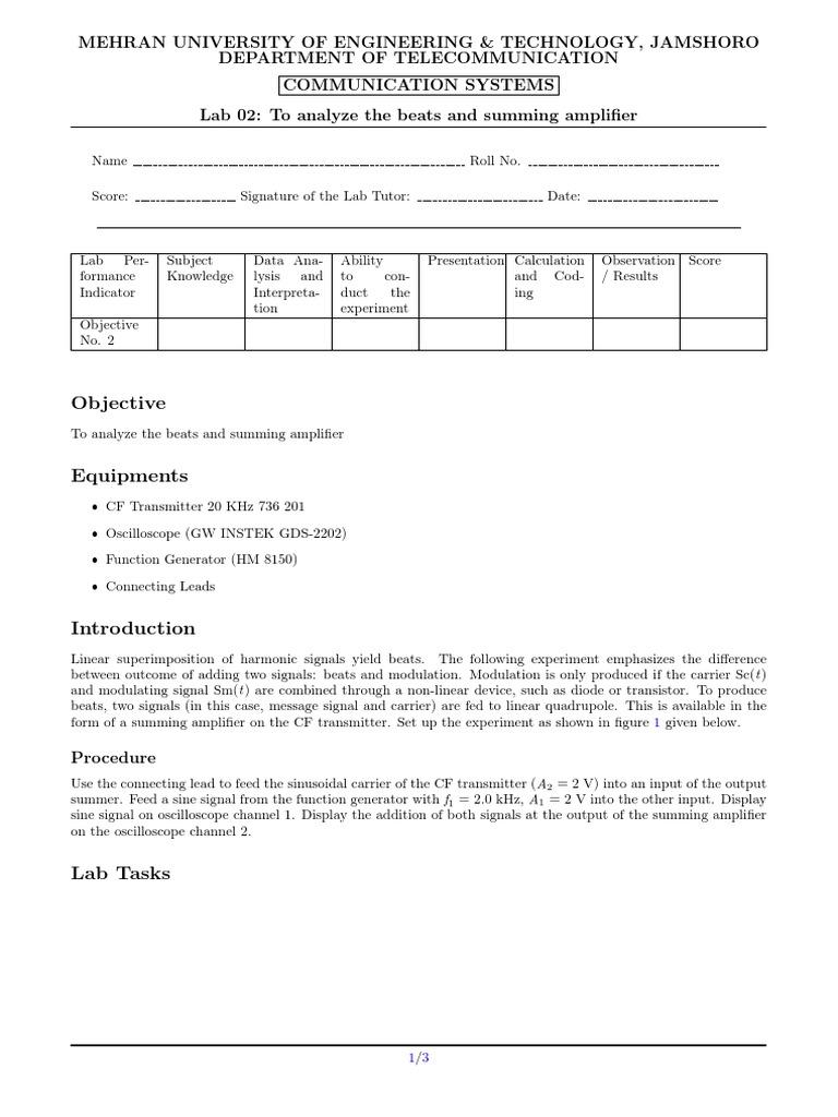 CS Lab02 | PDF | Amplifier | Telecommunications