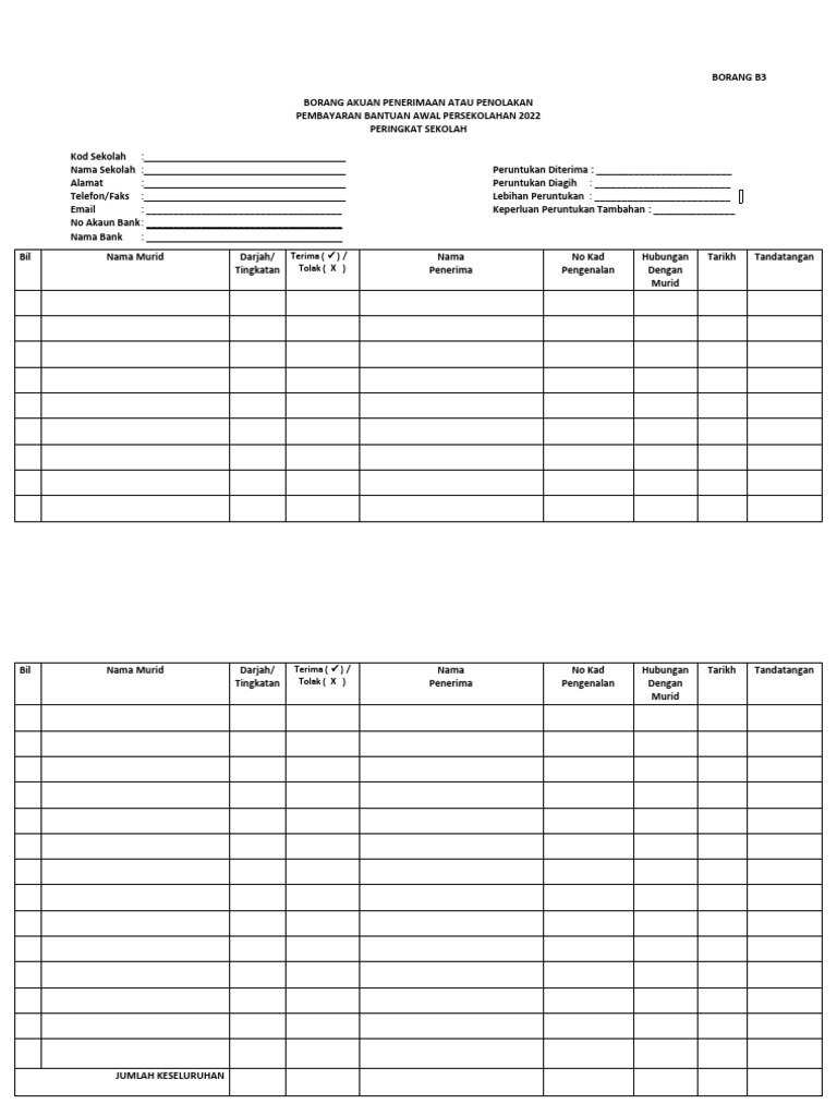 BAP - BORANG B3 Bap | PDF