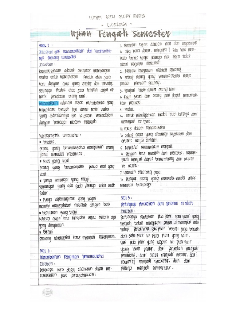 Luthfi Azizi Glory Andien - UTS - Kewirausahaan 7C | PDF