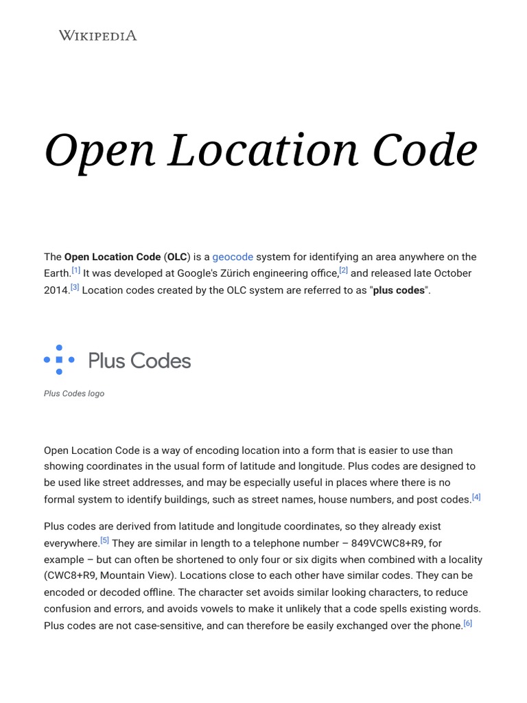 Open Location Code - Wikipedia | PDF | Computer Engineering | Communication