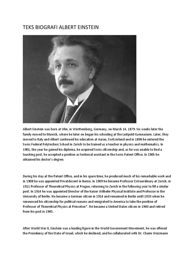 TEKS BIOGRAFI A-WPS Office | PDF | Albert Einstein | Theory Of Relativity