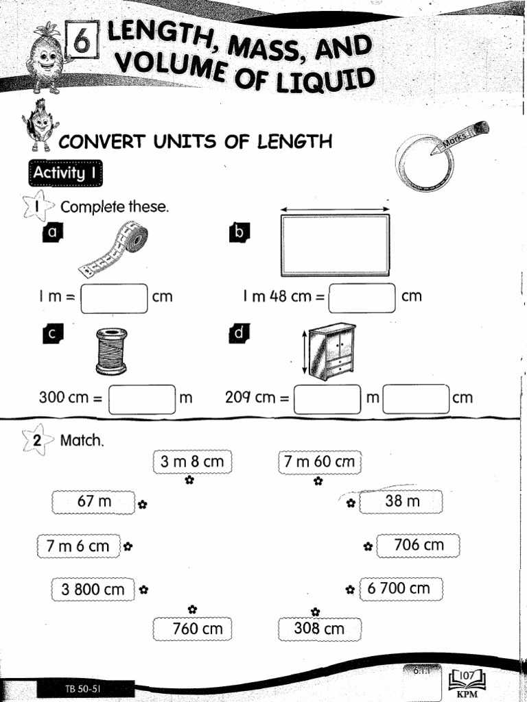 Activity Book MT Y3 Length Mass Volume | PDF | Mathematics | Notation