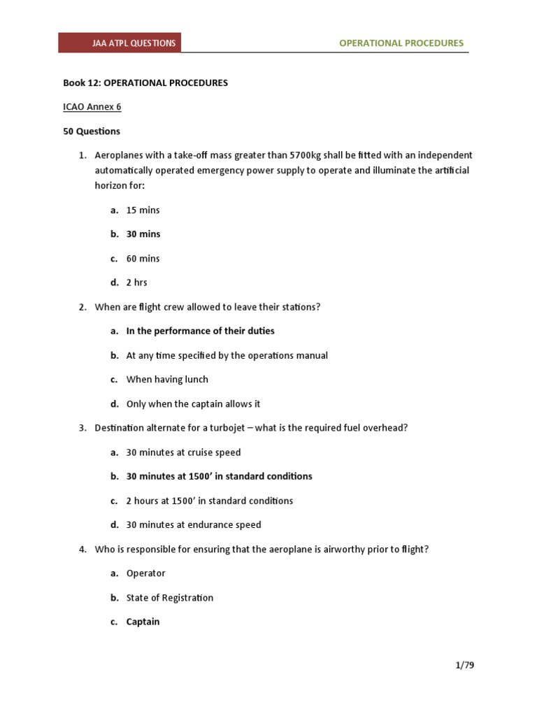 Atpl Jaa Questions - Operational Procedures | PDF | Visual Flight Rules | Latitude
