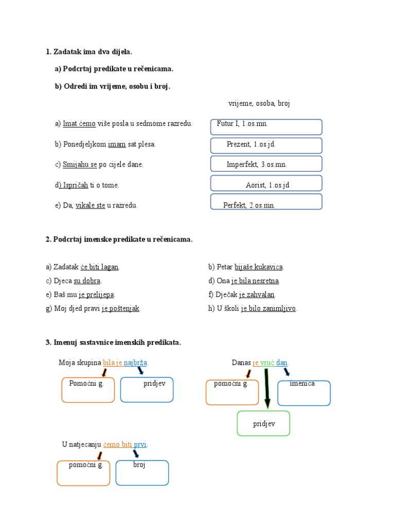 Subjekt-Predikat-Vježba, Riješeno | PDF