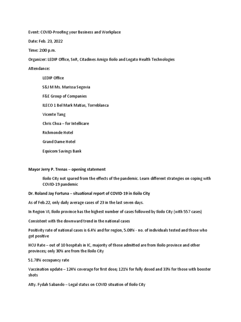 COVID-Proofing Your Business and Workplace Notes | PDF | Pandemic ...