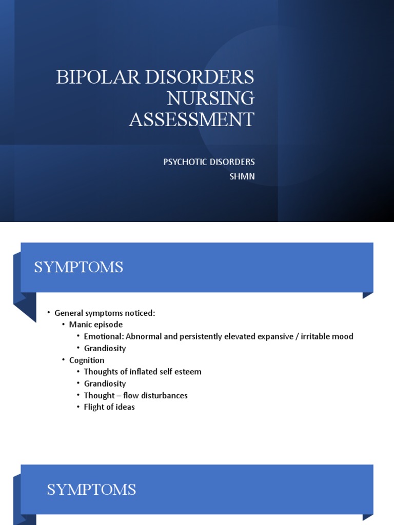 Bipolar Disorders Nursing Assessment PT 1 | PDF | Mania | Bipolar Disorder